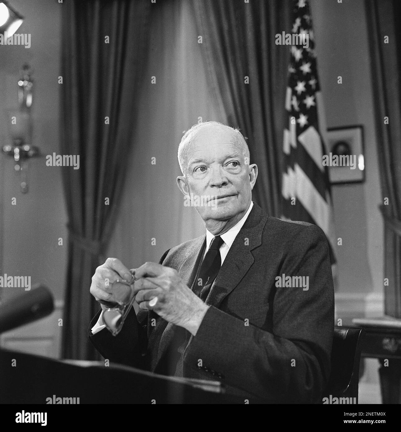 President Dwight Eisenhower waits for the start of his nationwide ...