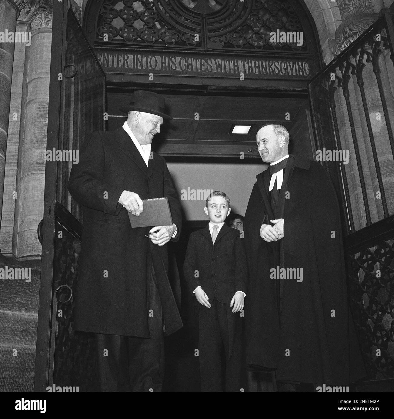 President Dwight Eisenhower and 10-year-old David Edward Elson pose on ...