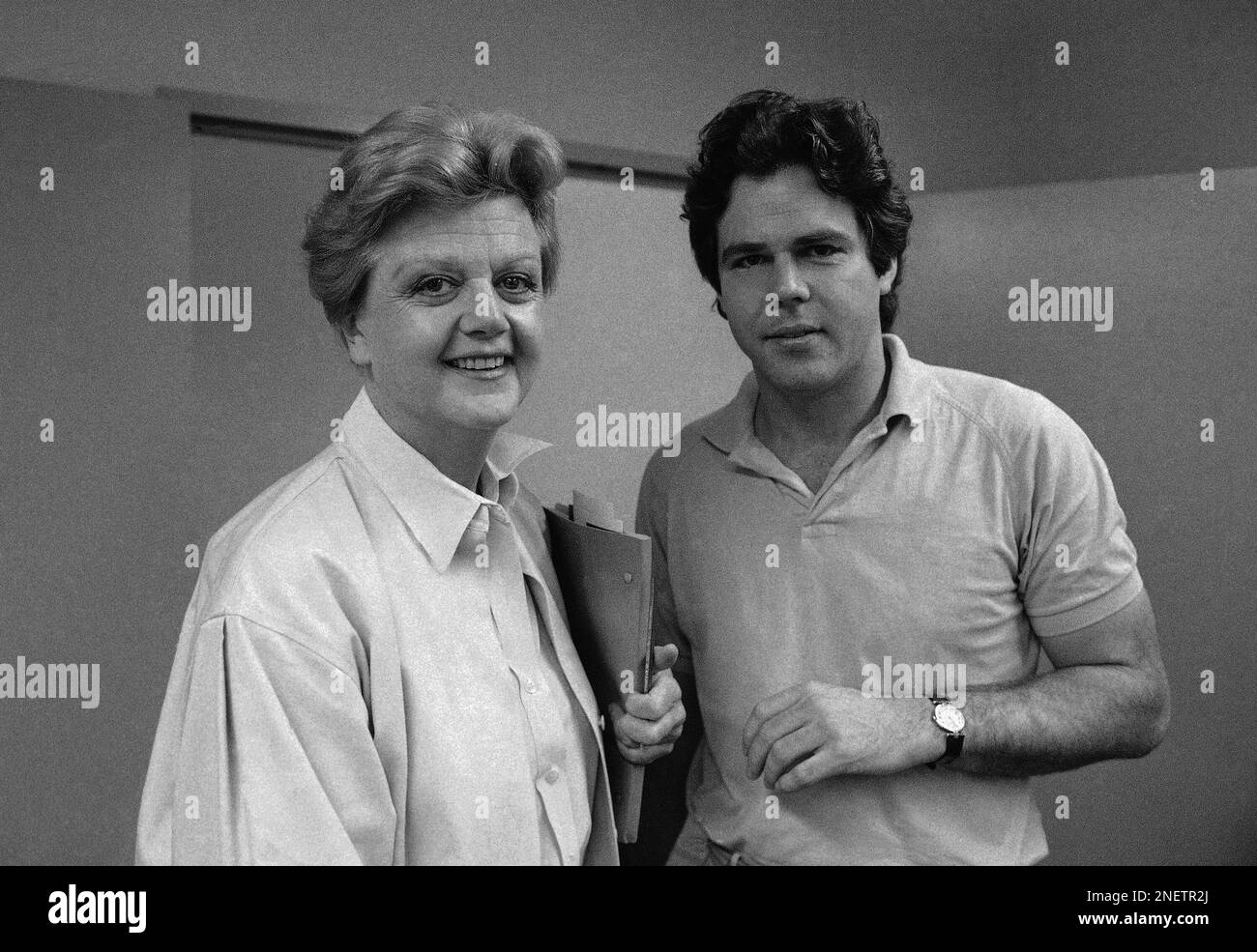 Actress Angela Lansbury and her son Anthony Shaw go over the script of ...
