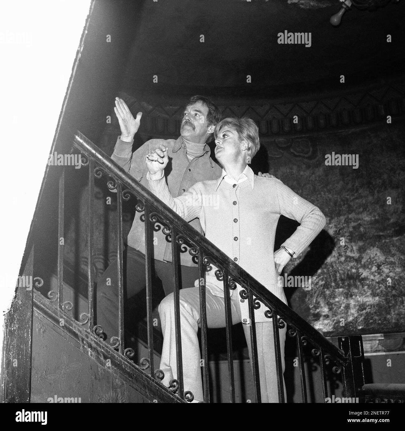 Actress Angela Lansbury with Gower Champion as he goes through ...