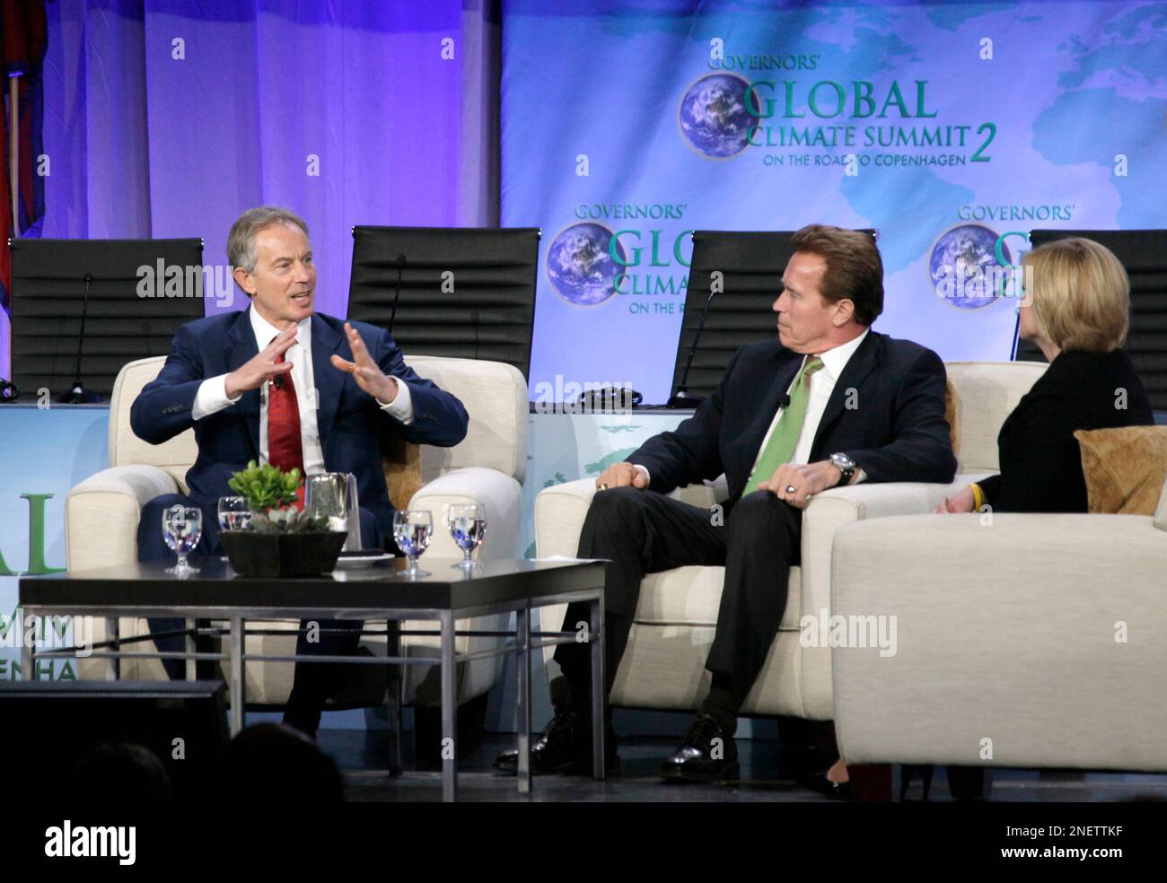 From left, former British Prime Minister Tony Blair, California Gov ...