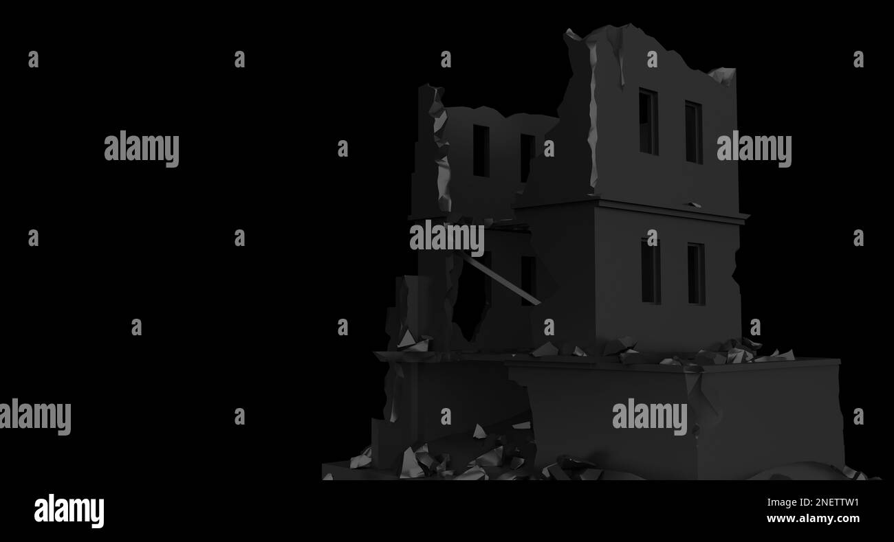 Destroyed building 3d Black and White Stock Photos & Images - Alamy