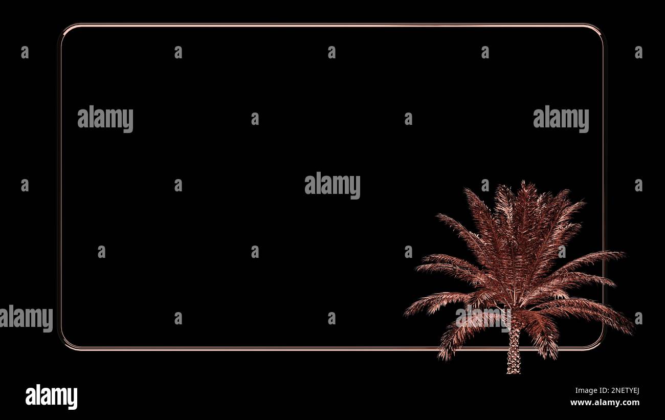 copper palm tree with frame on black. 3d rendering Stock Photo - Alamy