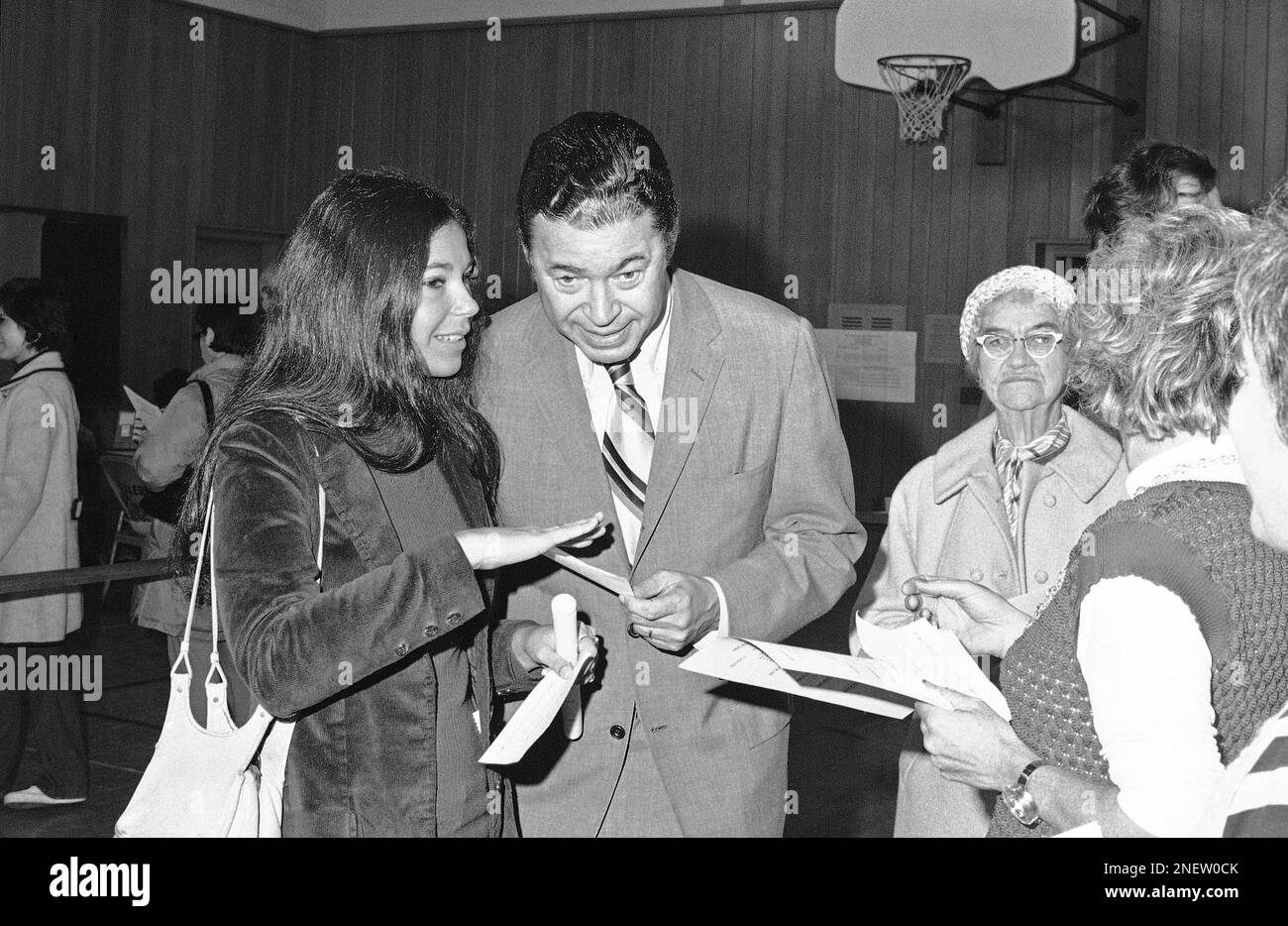 Sen. Edward W. Brooke, R-Mass., confers with his daughter Edwina, as ...