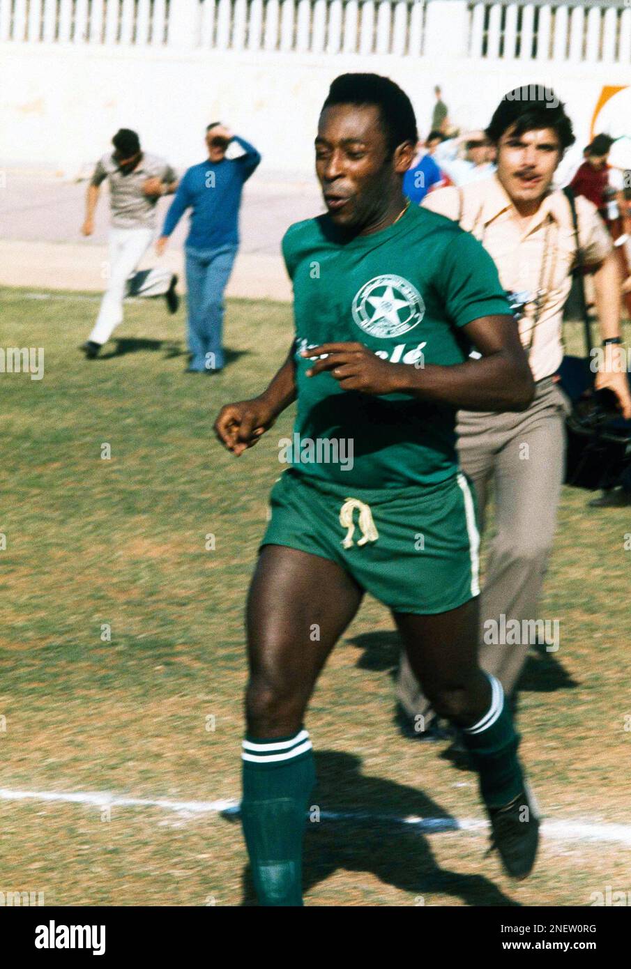 Former soccer player Pele is shown exercising, April 6, 1975 in Beirut ...