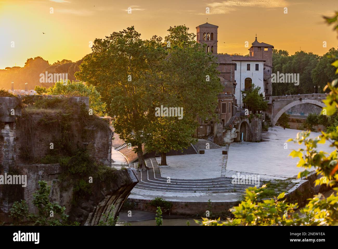Isola Tiberina or Isola Tiberina in Rome.Italy. Isola dei Due Ponti ...