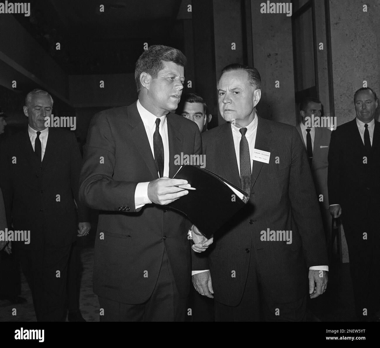 President John Kennedy talks with Turner Catledge of the New York Times ...