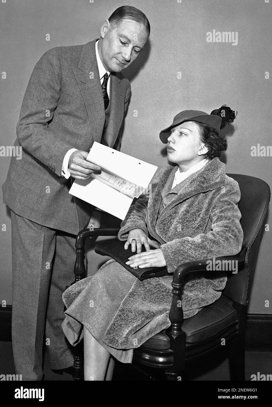 Ann Cooper Hewitt, 21, Heiress to a large fortune, and her attorney, Russell P. Tyler, are shown ...