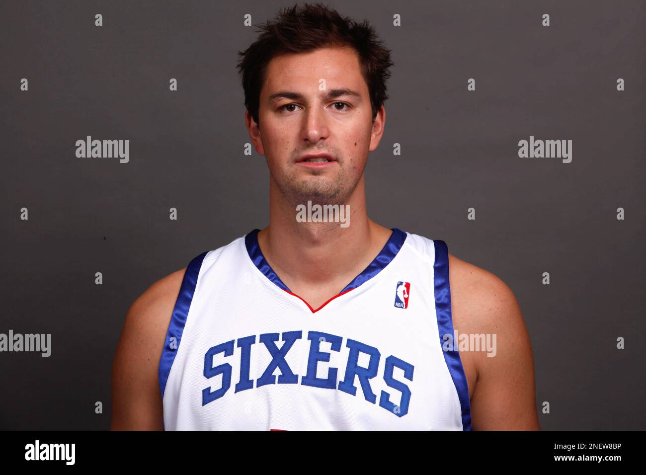 Philadelphia 76ers' Primoz Brezec poses for a photo during a NBA ...