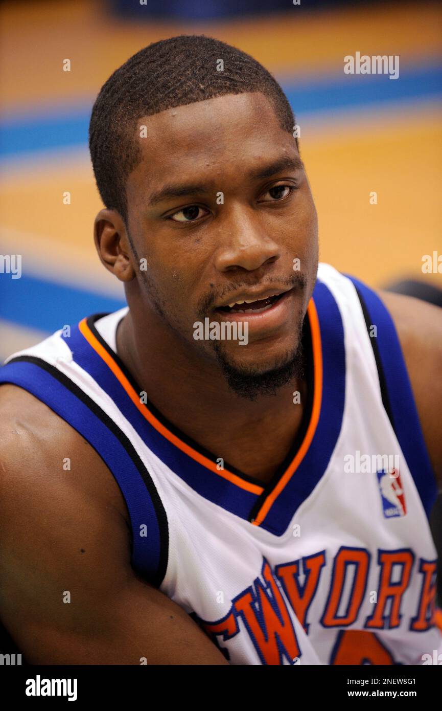 New York Knicks' Toney Douglas talks to reporters during the Knicks ...