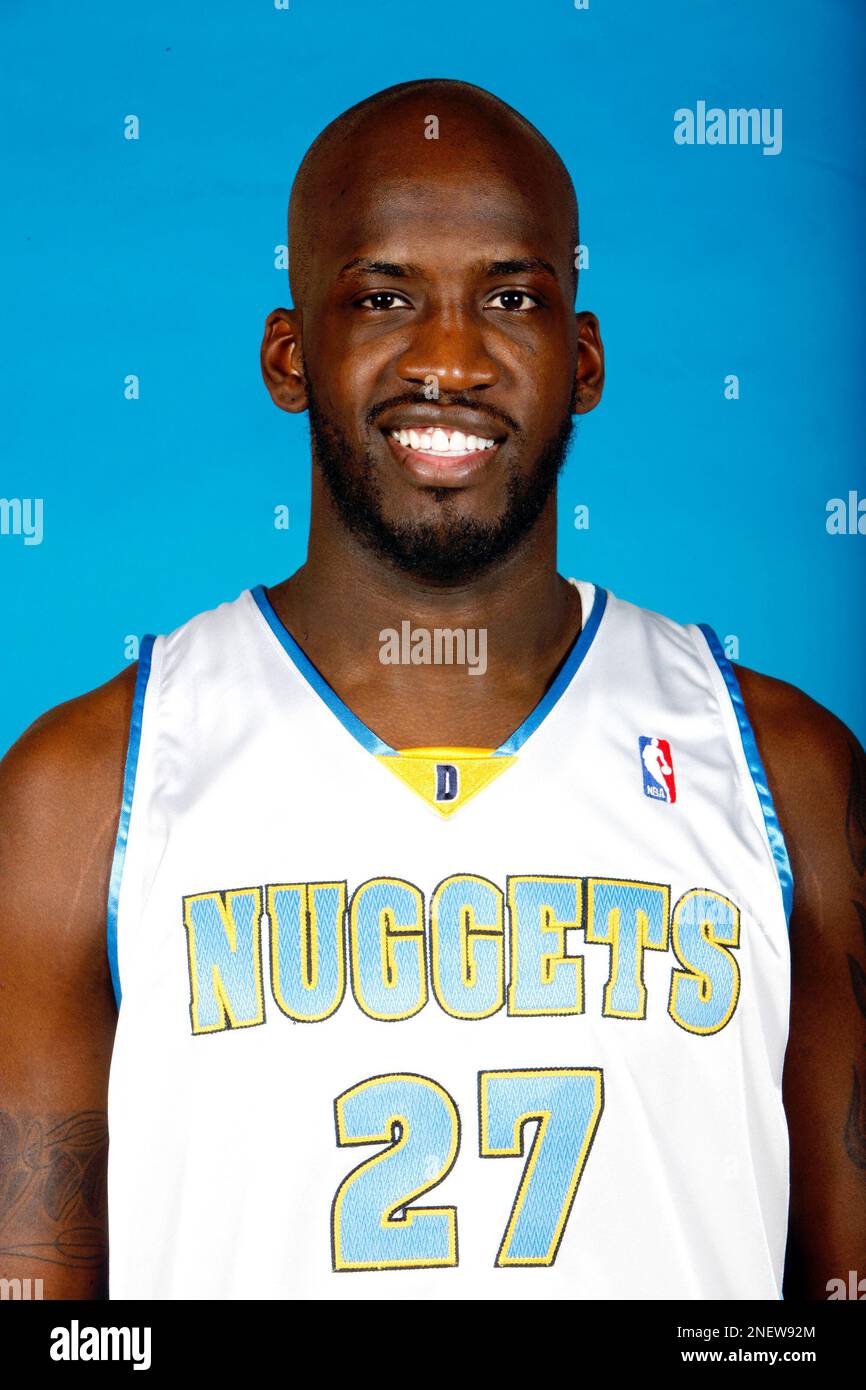 Denver Nuggets center Johan Petro, of France, is shown during the team ...