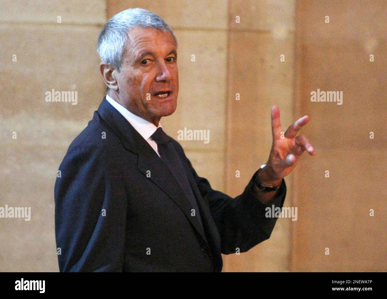 Defendant Alain Gomez, former CEO of Thomson, arrives at the Paris ...