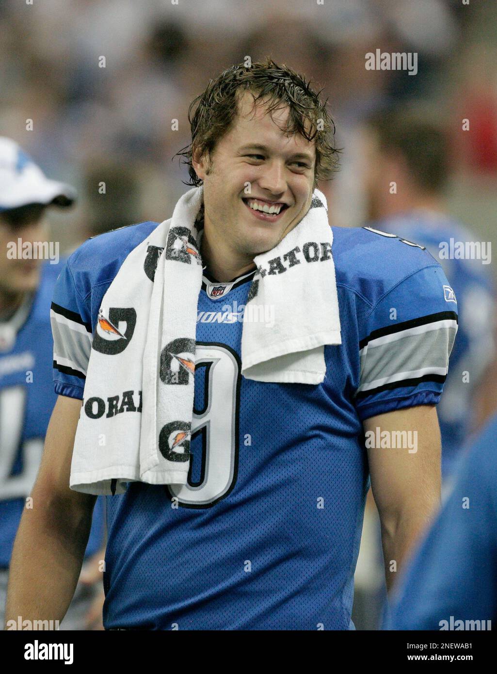 Detroit Lions quarterback Matthew Stafford smiles during the final ...