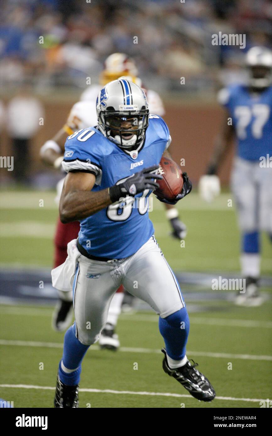 Detroit Lions wide receiver Bryant Johnson (80) runs against the ...