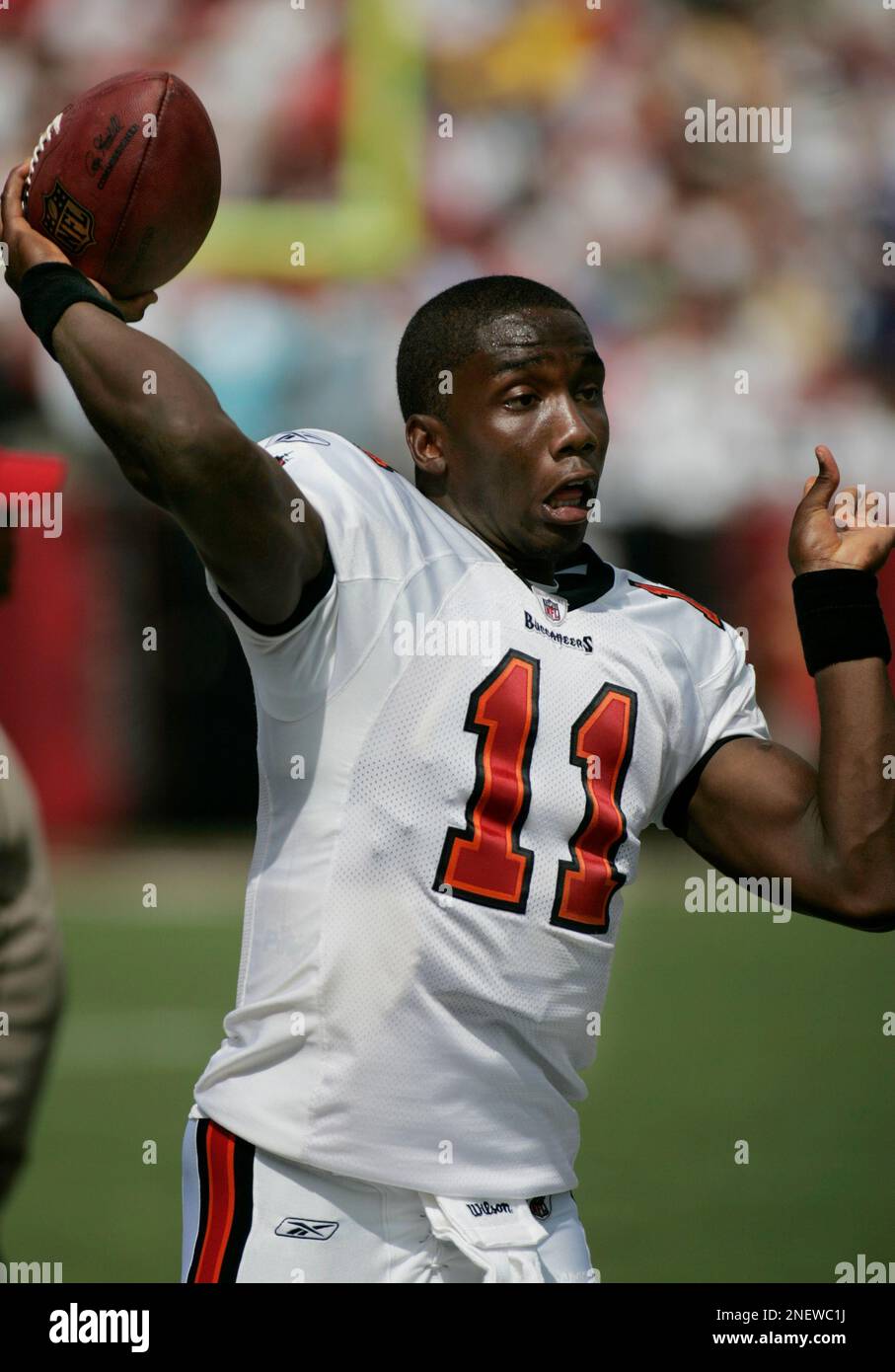 Tampa Bay Buccaneers quarterback Josh Johnson (11) warms up on the ...