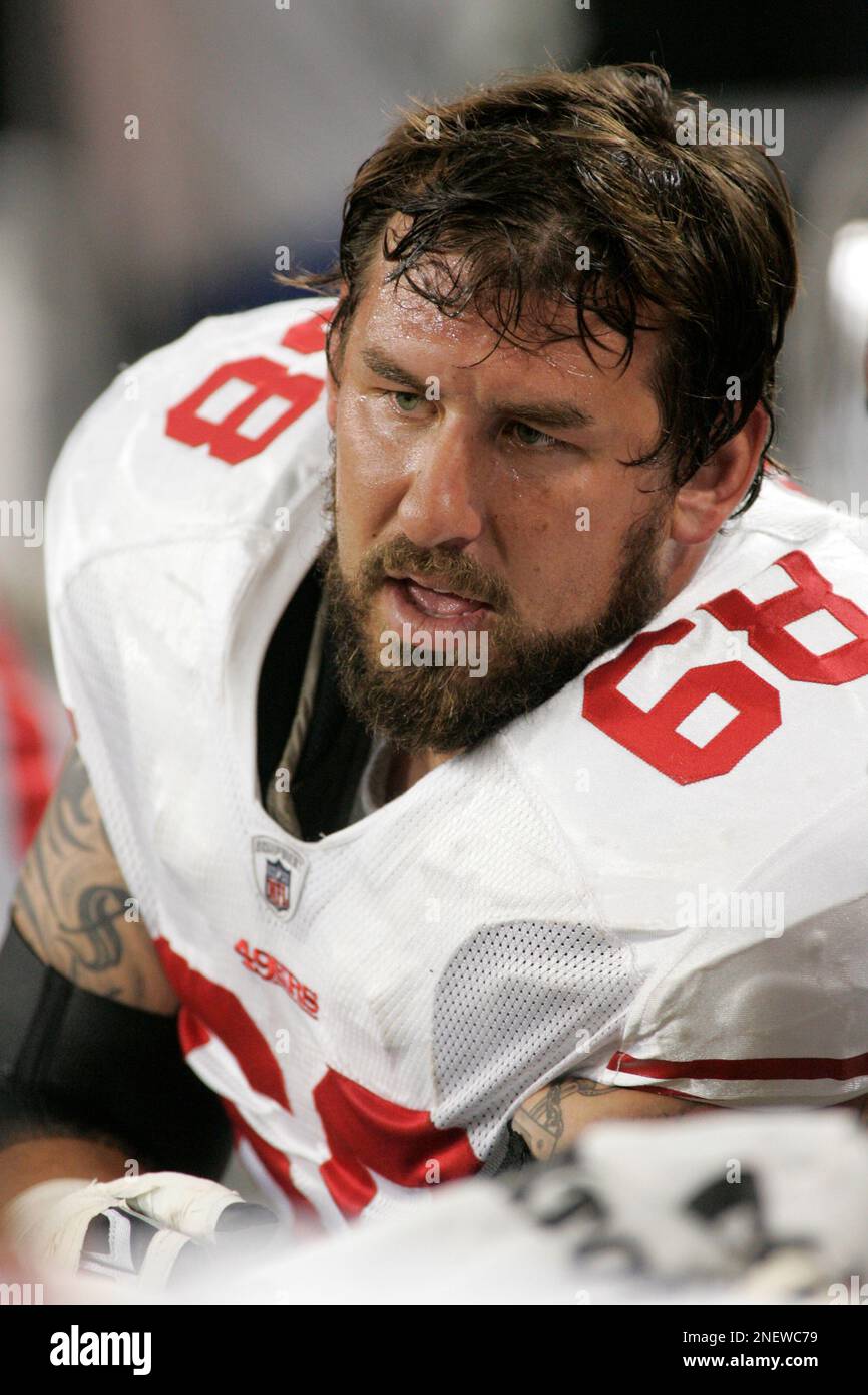 San Francisco 49ers' guard Adam Snyder (68) sits on the sidelines ...