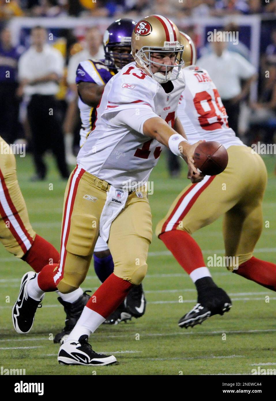 San Francisco 49ers quarterback Shaun Hill hands off in the first ...