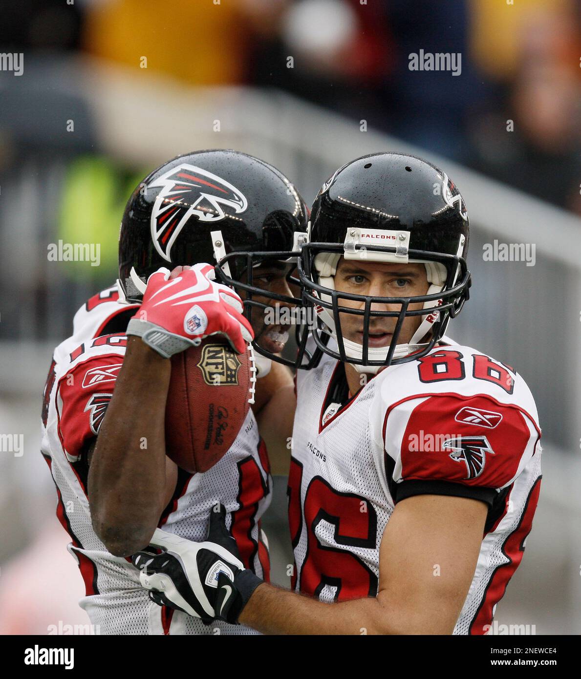 Atlanta Falcons wide receiver Michael Jenkins, left and Brian Finneran ...