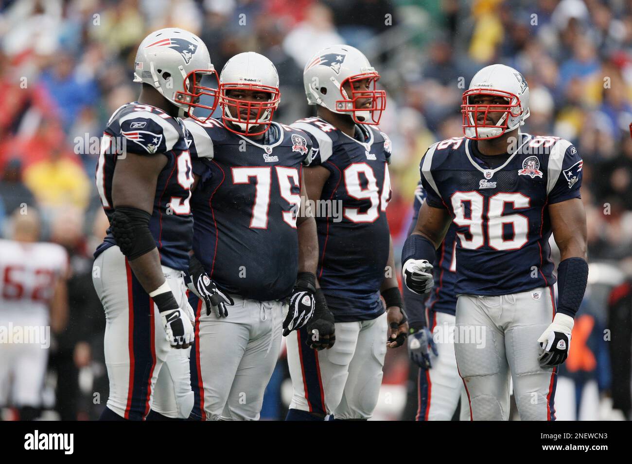 New England Patriots defensive lineman, left to right, Jarvis Green ...