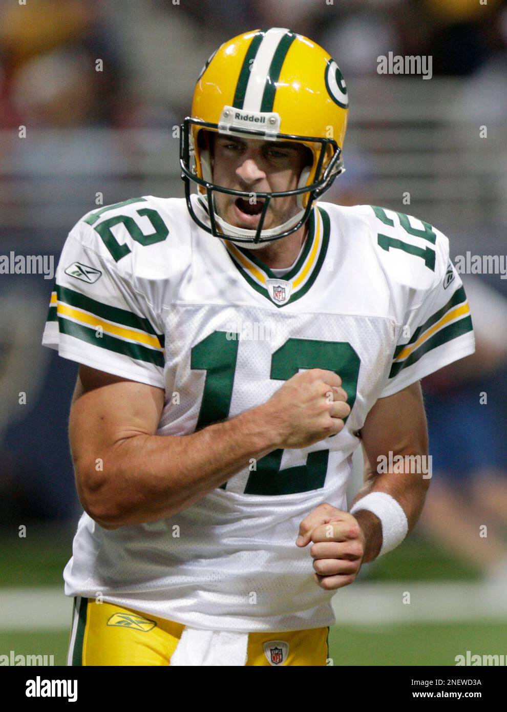 Green Bay Packers quarterback Aaron Rodgers celebrates his 4-yard ...