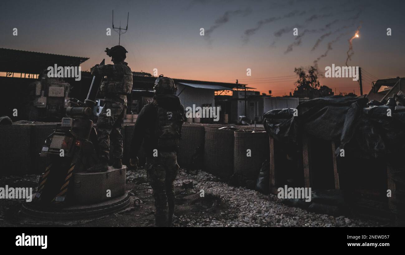 Coalition Forces fire 120mm illumination rounds using an XM905 Advanced ...