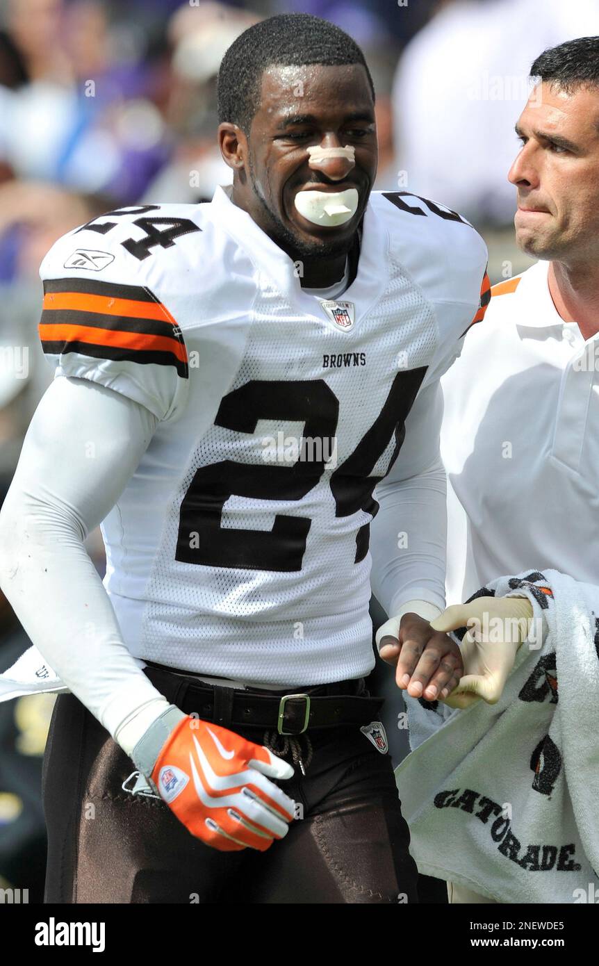 Cleveland Browns cornerback Eric Wright walks on the sidelines during ...