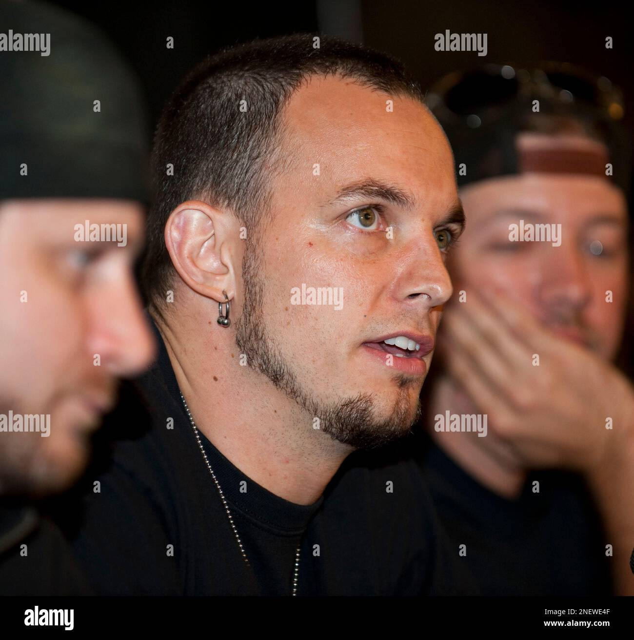 Creed guitarist Mark Tremonti comments during a press conference before ...