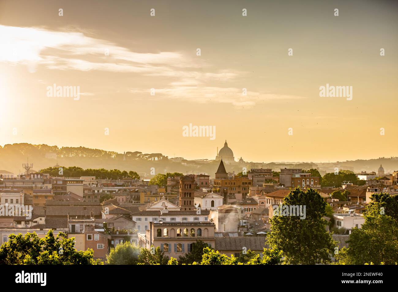 Rome Italy. Beautiful view in Rome at sunset.Panoramic view of the city ...