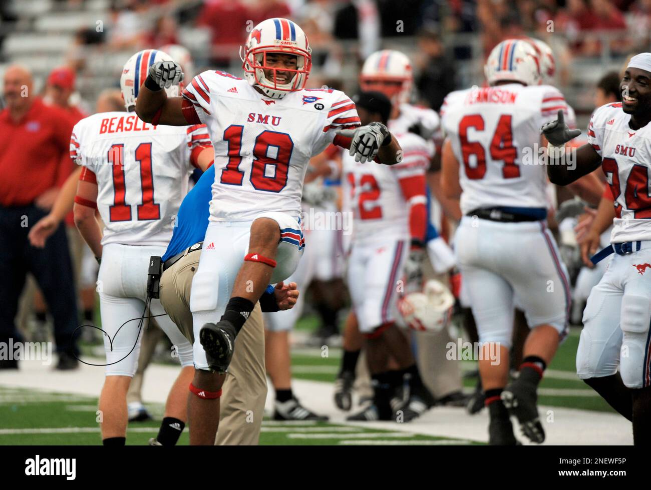 SMU receiver Terrance Wilkerson (18) celebrates scoring his second ...