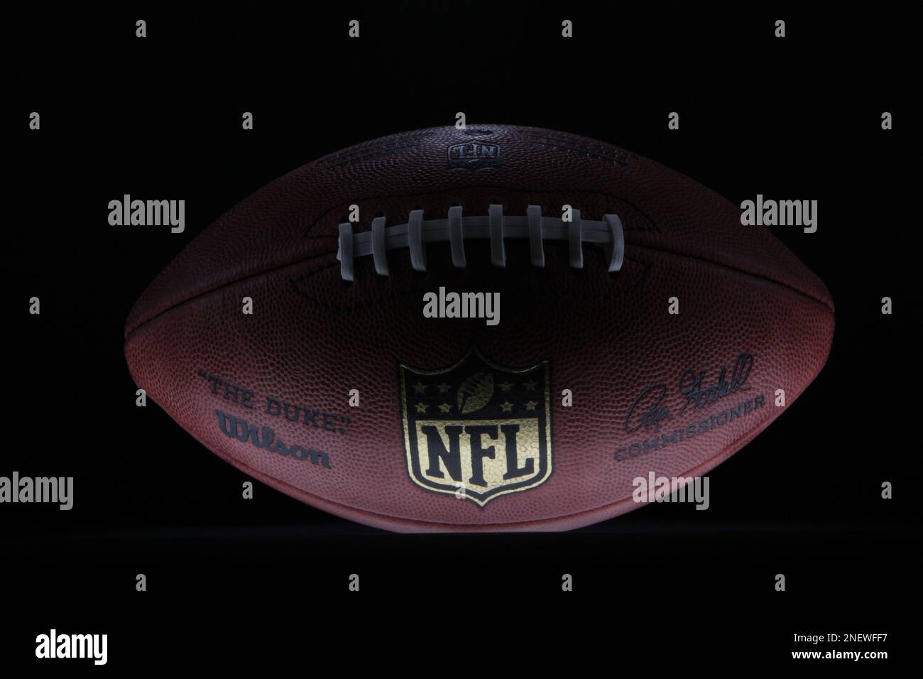 A still-life of an official NFL football is seen in a studio Wednesday ...