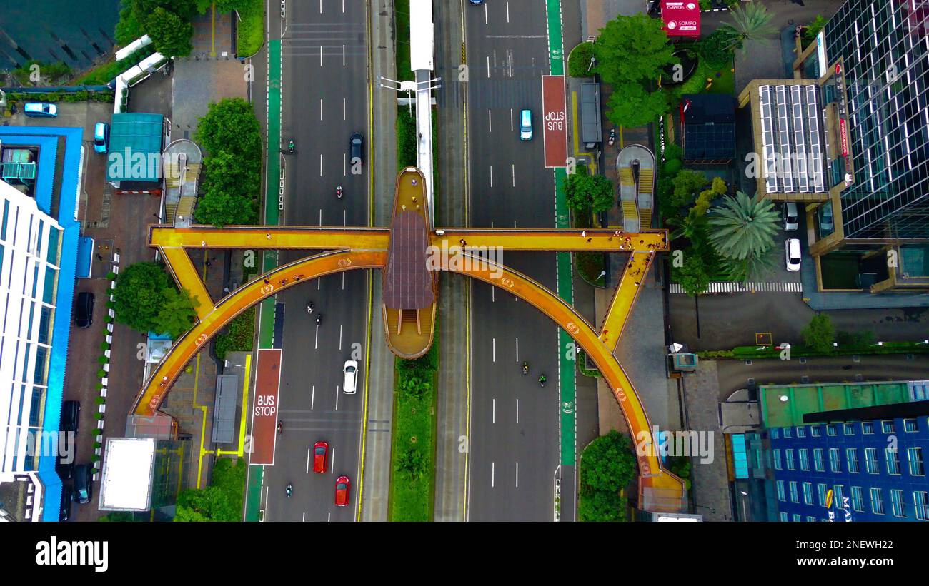 4 February 2023. Phinisi Pedestrian Bridge in Jakarta. Indonesia Stock ...