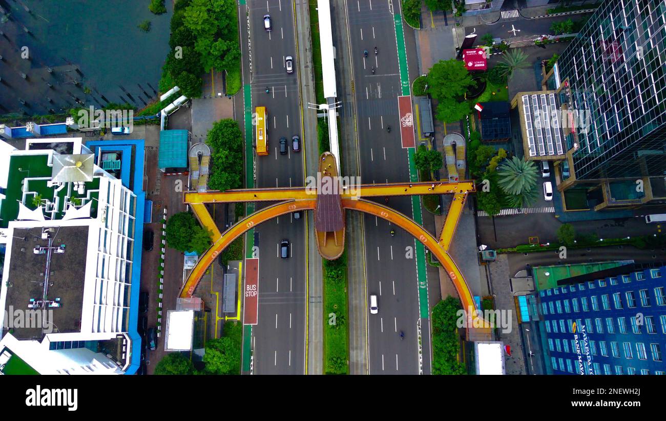 4 February 2023. Phinisi Pedestrian Bridge in Jakarta. Indonesia Stock ...