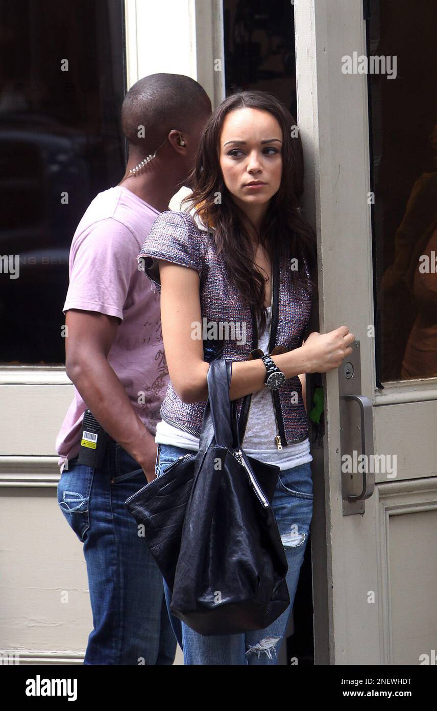 Ashley Madekwe on the set Of Beautiful Life in Soho New York on ...