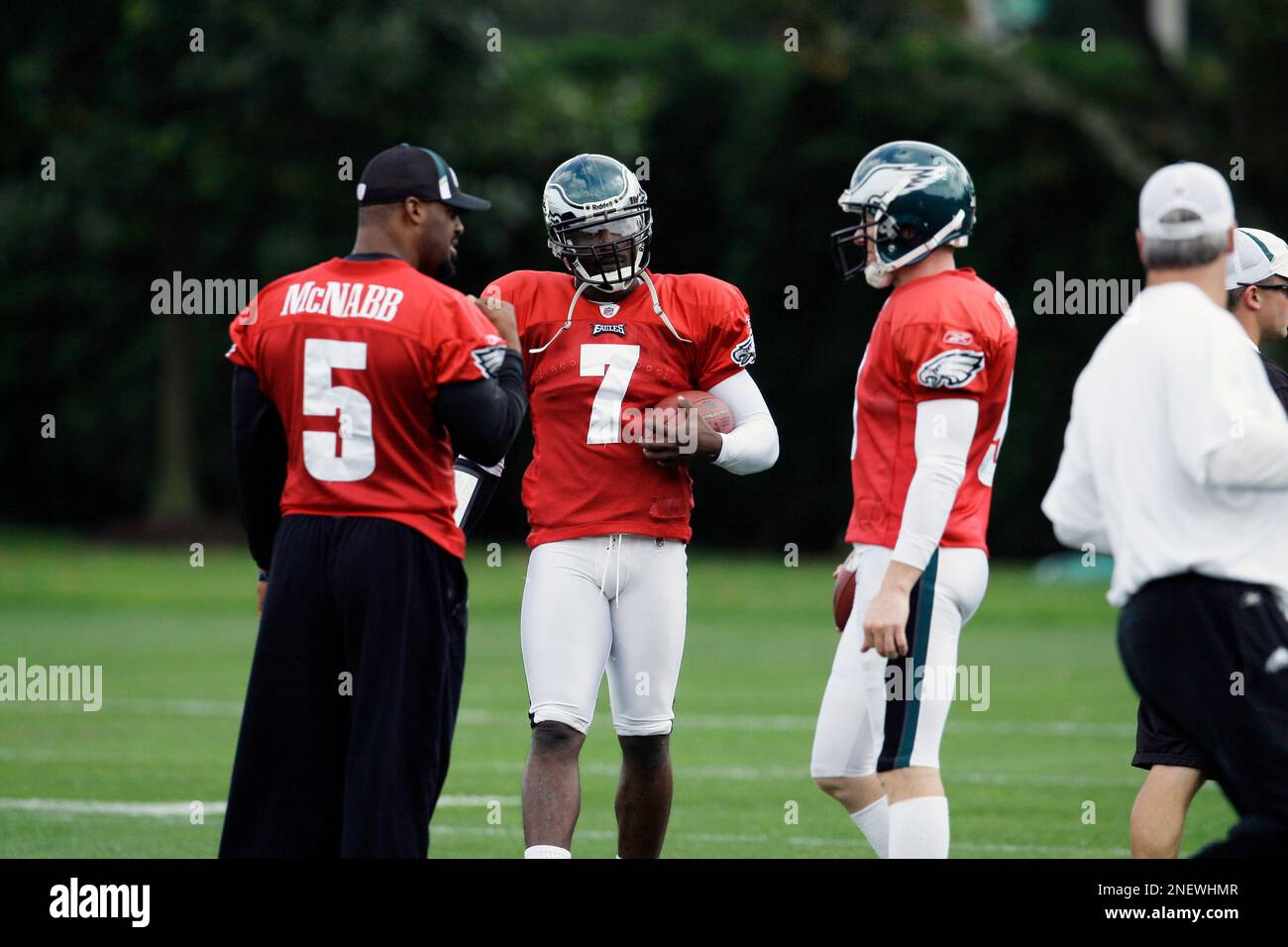 Philadelphia Eagles quarterbacks Donovan McNabb, from left, Michael ...
