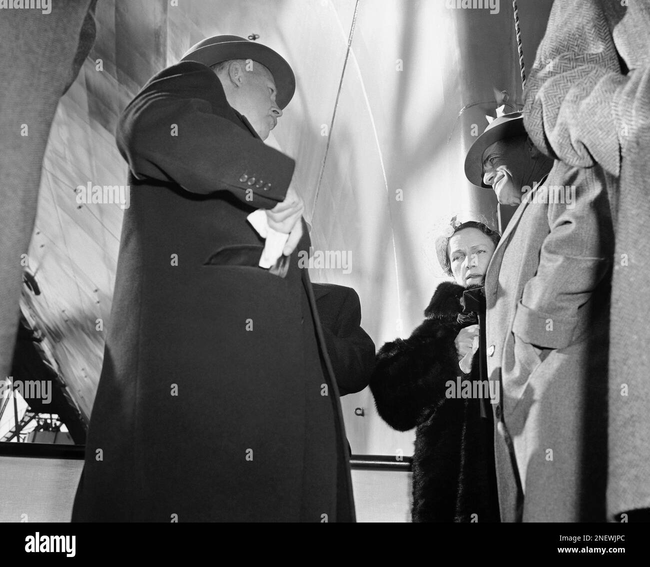 Mrs. James V. Forrestal shows her emotion as she awaits the christening ...