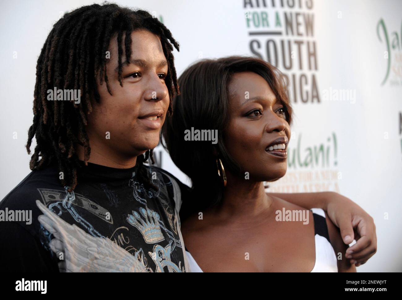Alfre Woodard and her son Duncan Spencer pose together at Artists for a ...