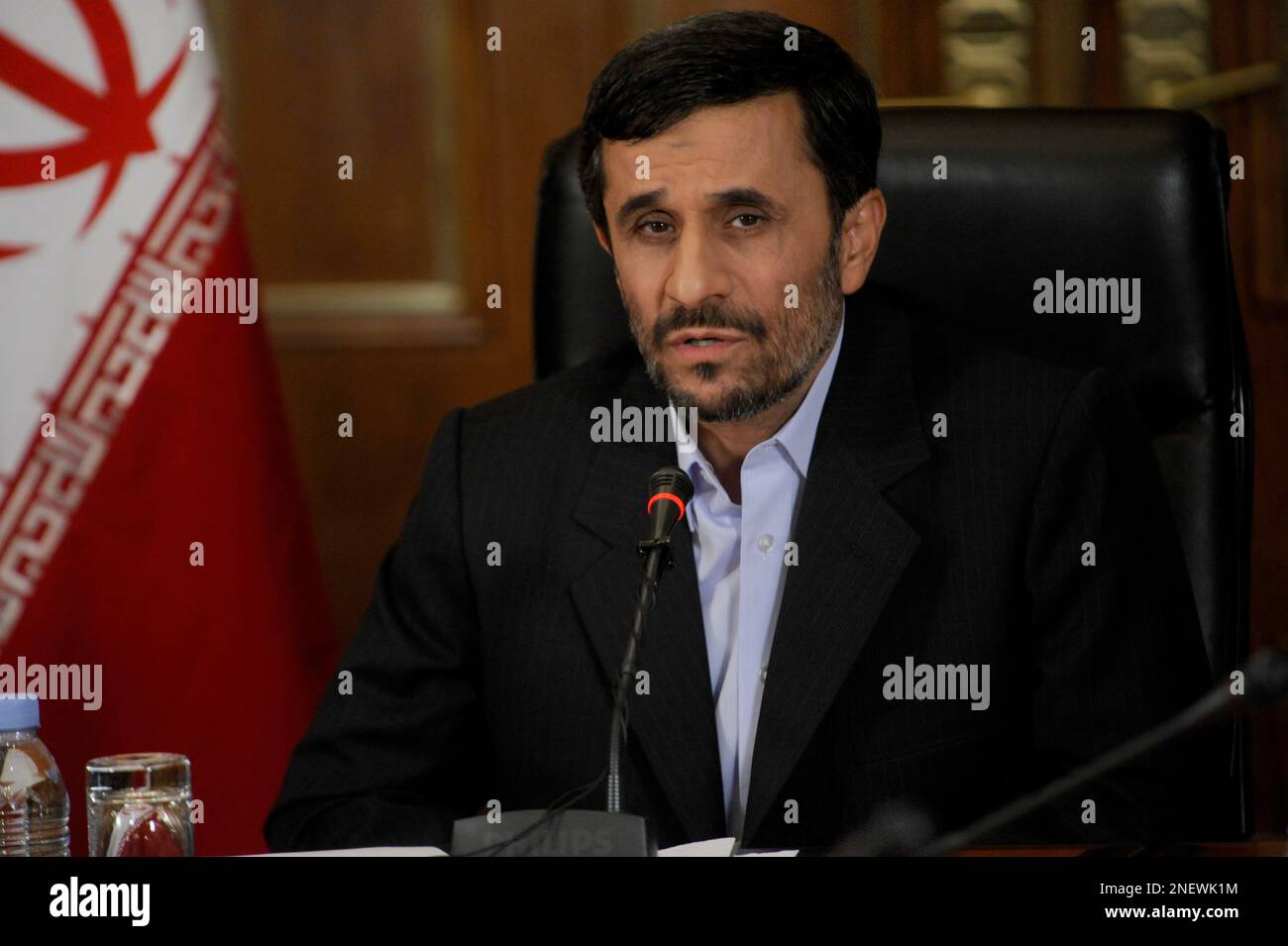 Iranian President Mahmoud Ahmadinejad is interviewed by editors from ...