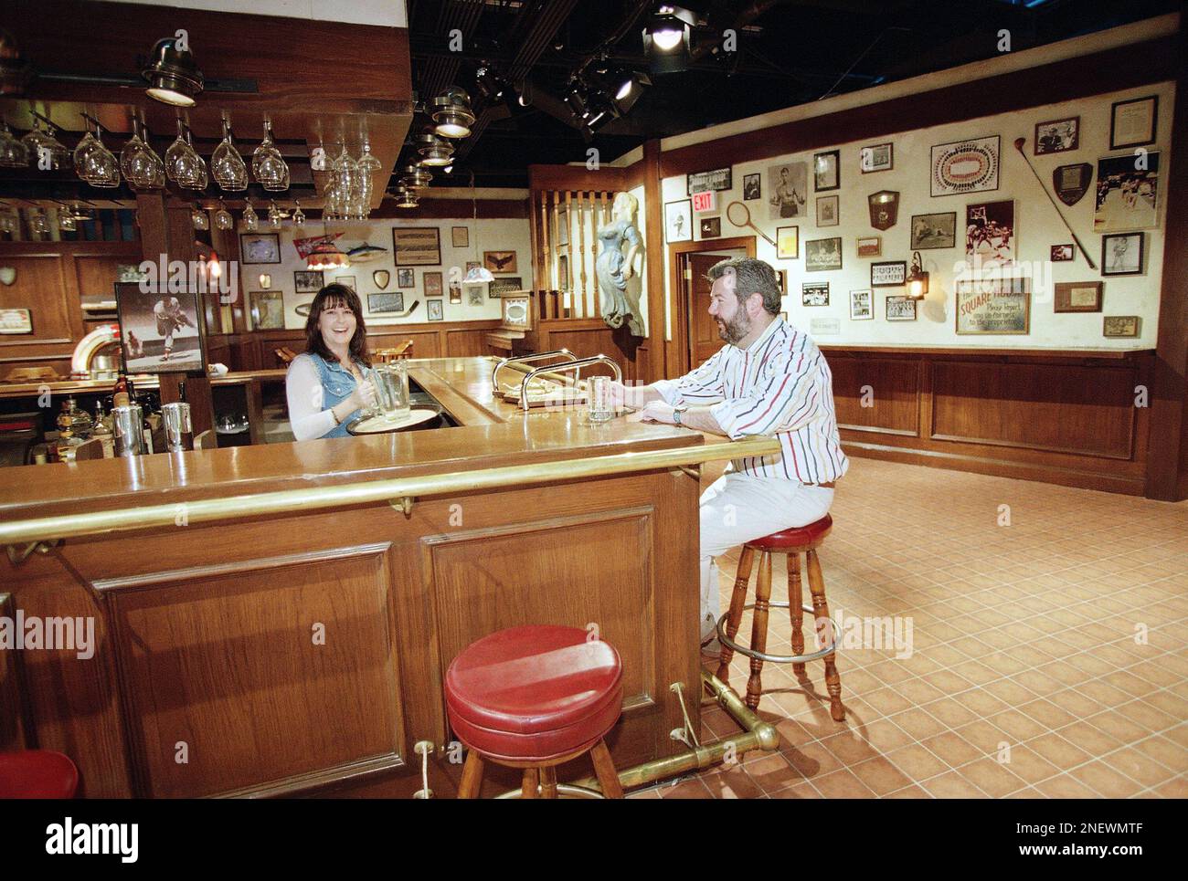 Museum visitors Susan La Cava, left, and Marc Merendino play in the ...