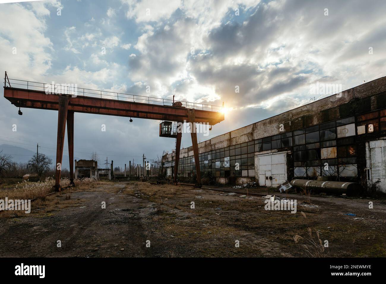 Industrial area, old shabby abandoned industrial buildings Stock Photo ...