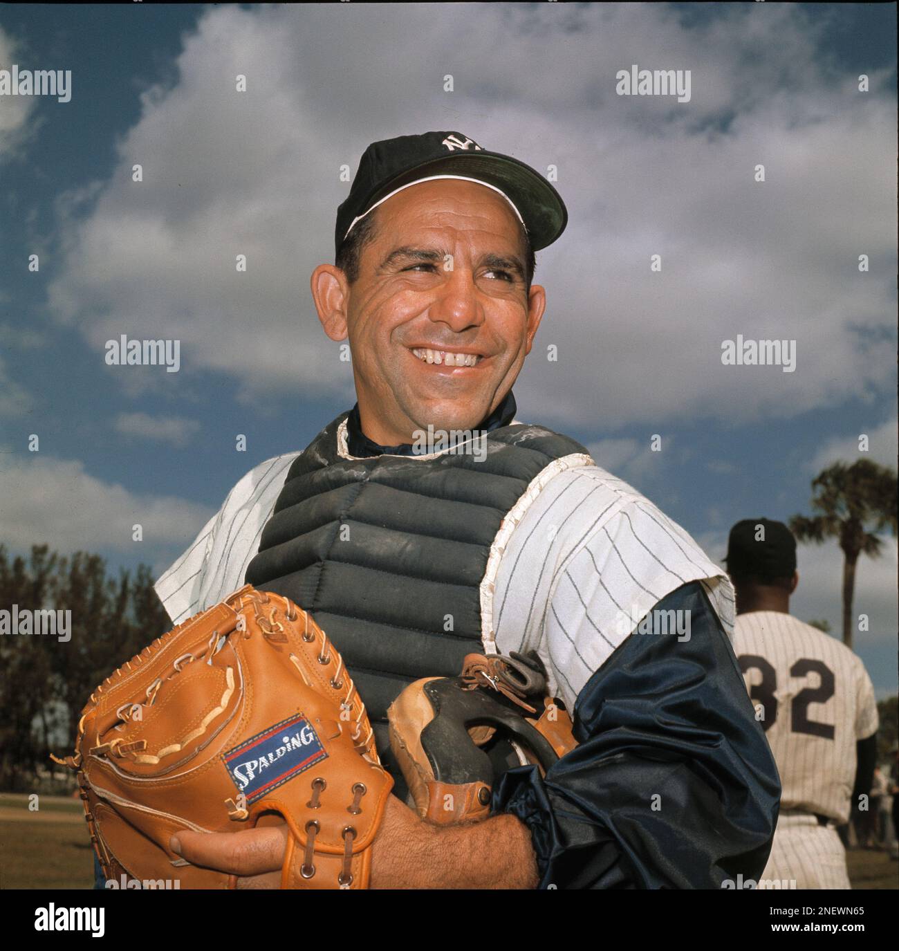 New York Yankee catcher Yogi Berra poses at spring training in Florida ...
