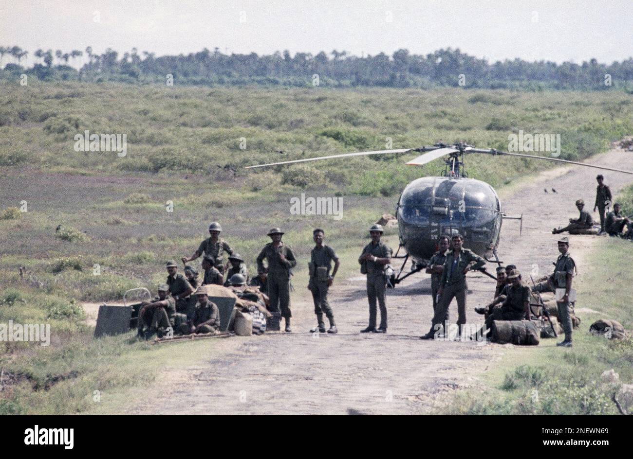 Picture taken with a long telephoto lens of soldiers from the India ...