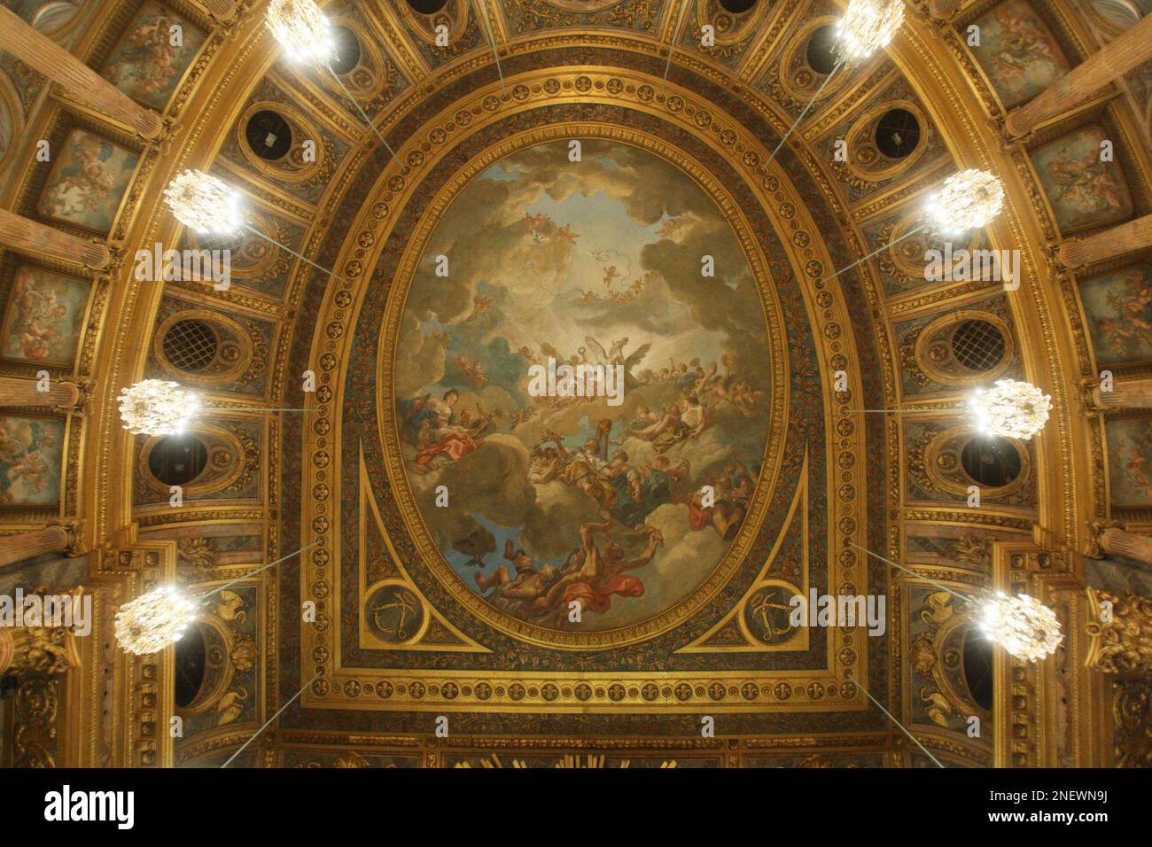 A detail view of the ceiling of the renovated royal opera house at the ...