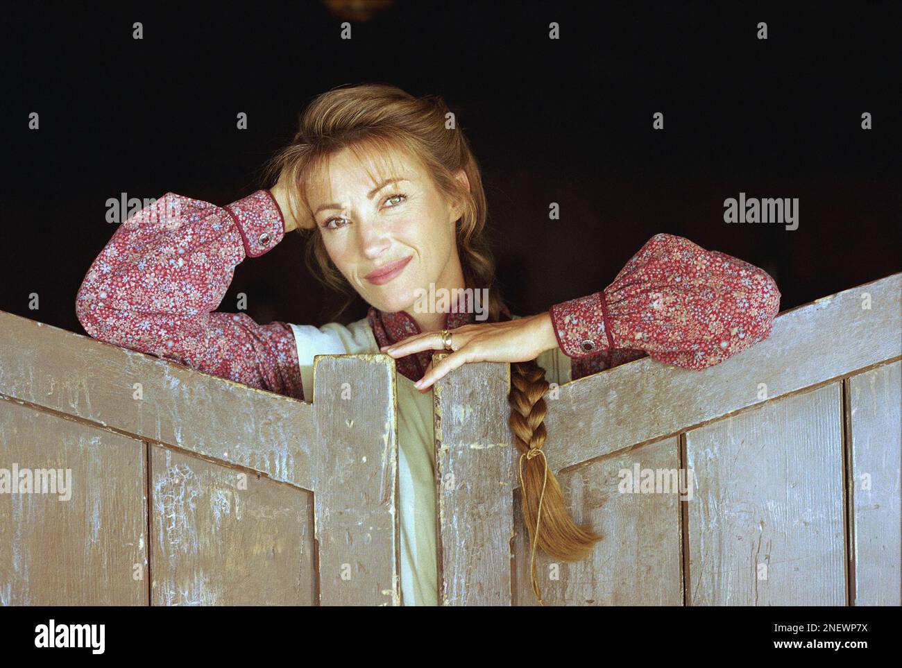Actress Jane Seymour poses on the set of "Dr. Quinn, Medicine Woman" on ...