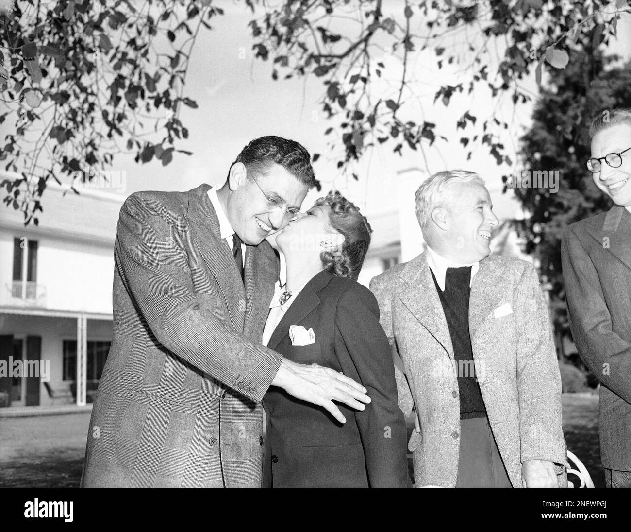 Left to Right is David O. Selznick, Mary Pickford, Charles Chaplin and ...