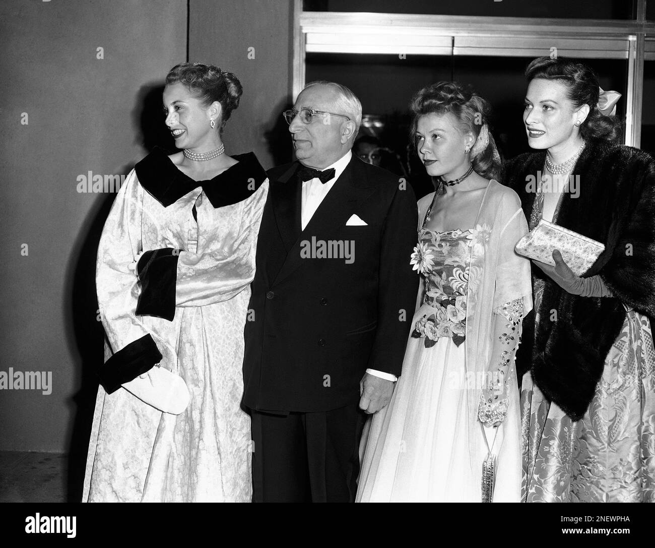Louis B. Mayer, movie producer, with actresses Vera-Ellen and Maureen O ...