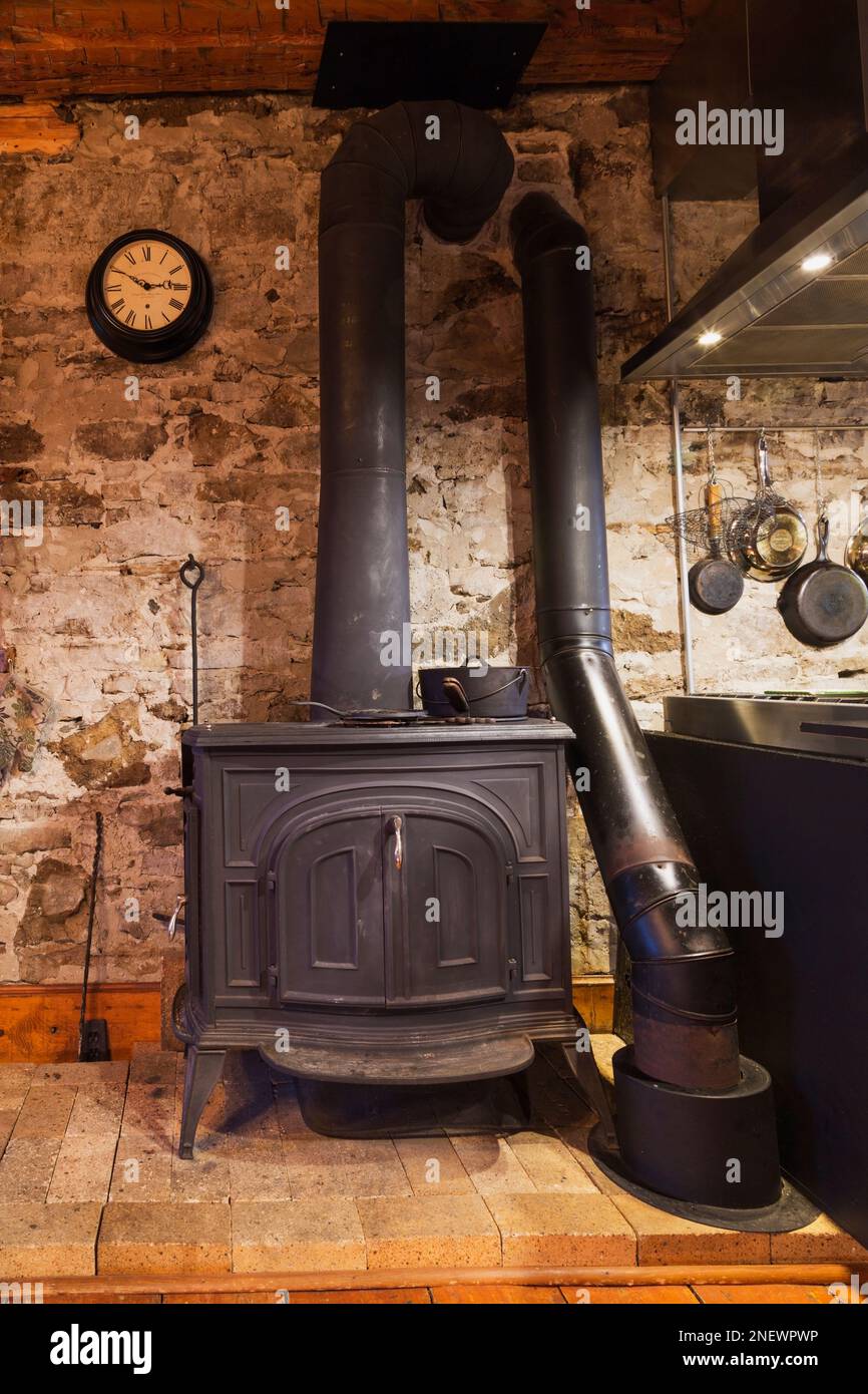 1978 Vermont Castings wood burning stove in kitchen inside old 1820 ...