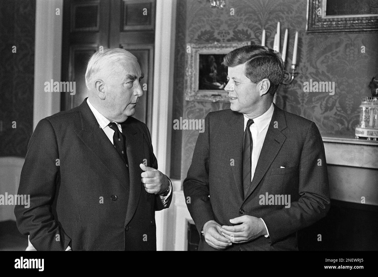 Prime Minister Robert Menzies chats with President Kennedy during a ...