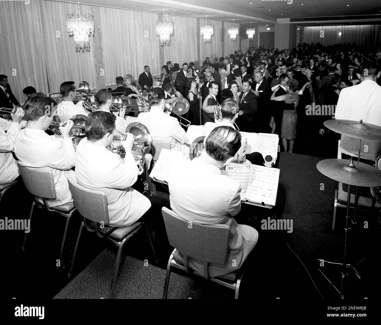 Couples dance in the style of the 1940s as drummer Ray McKinley leads ...