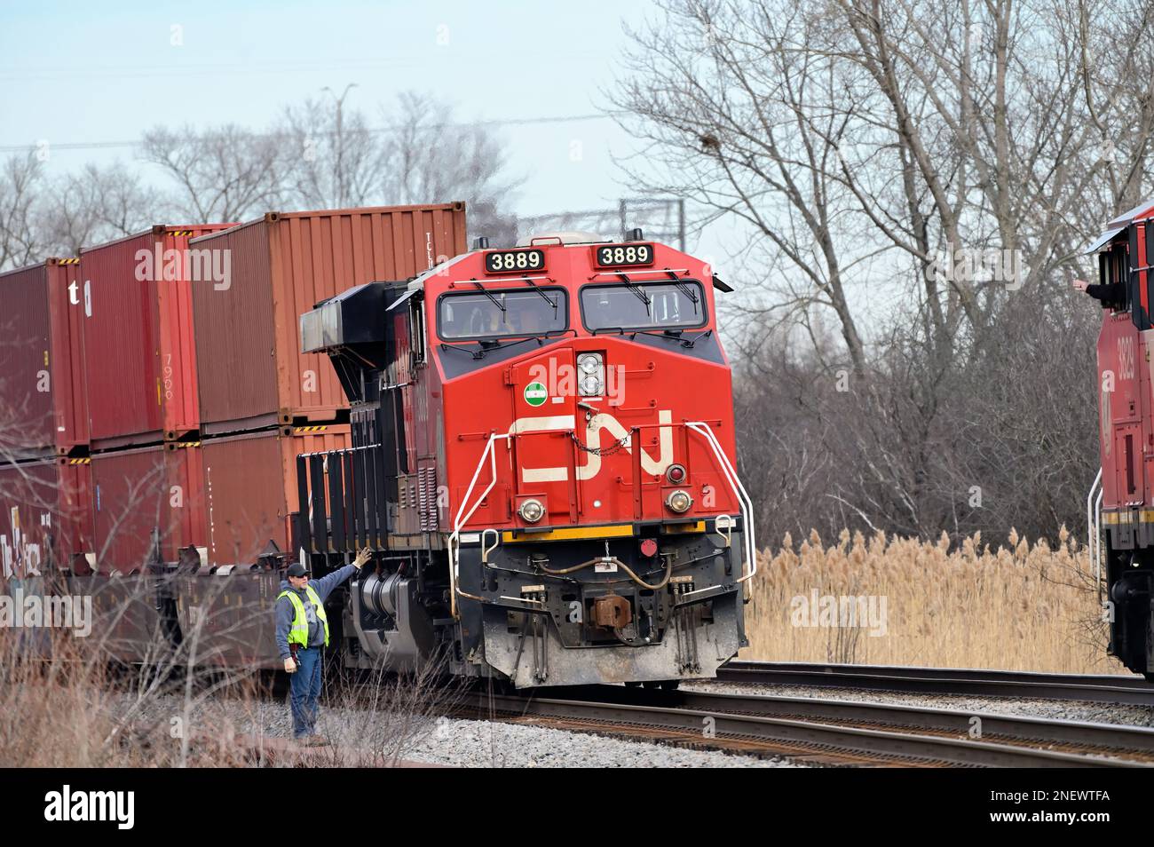 Hoffman Estates, Illinois, USA. A Canadian National Railway freight ...