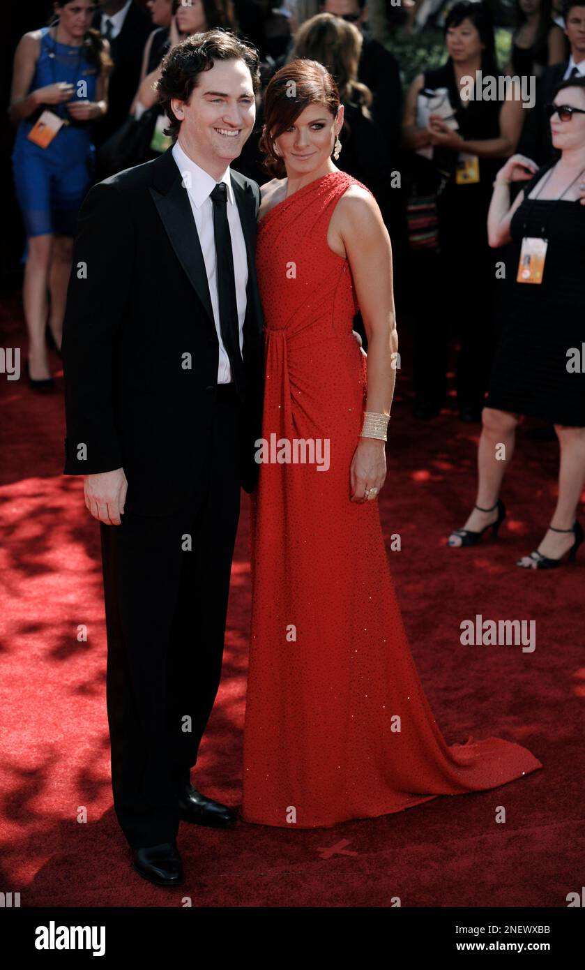 Actress Debra Messing, right, and her husband Daniel Zelman arrive at ...